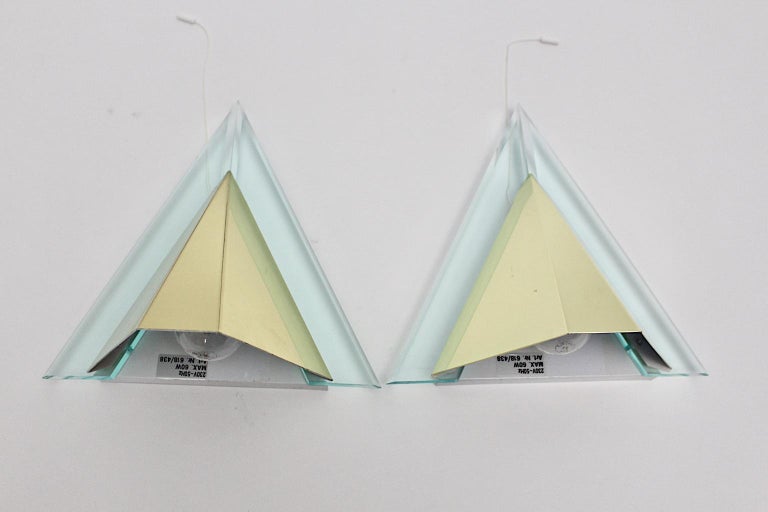 Modern Pair of Vintage Lucite Metal Sconce Triangle 1990s Germany For ...