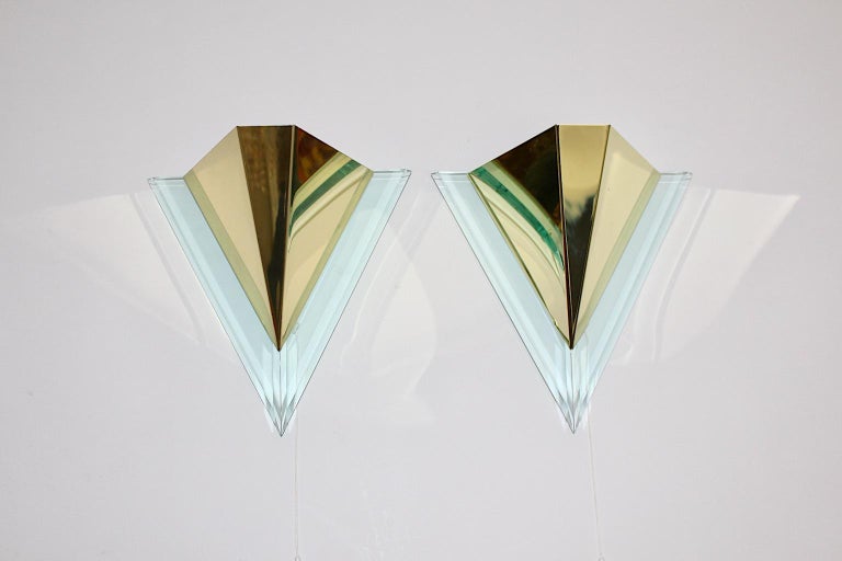 Modern Pair of Vintage Lucite Metal Sconce Triangle 1990s Germany For ...