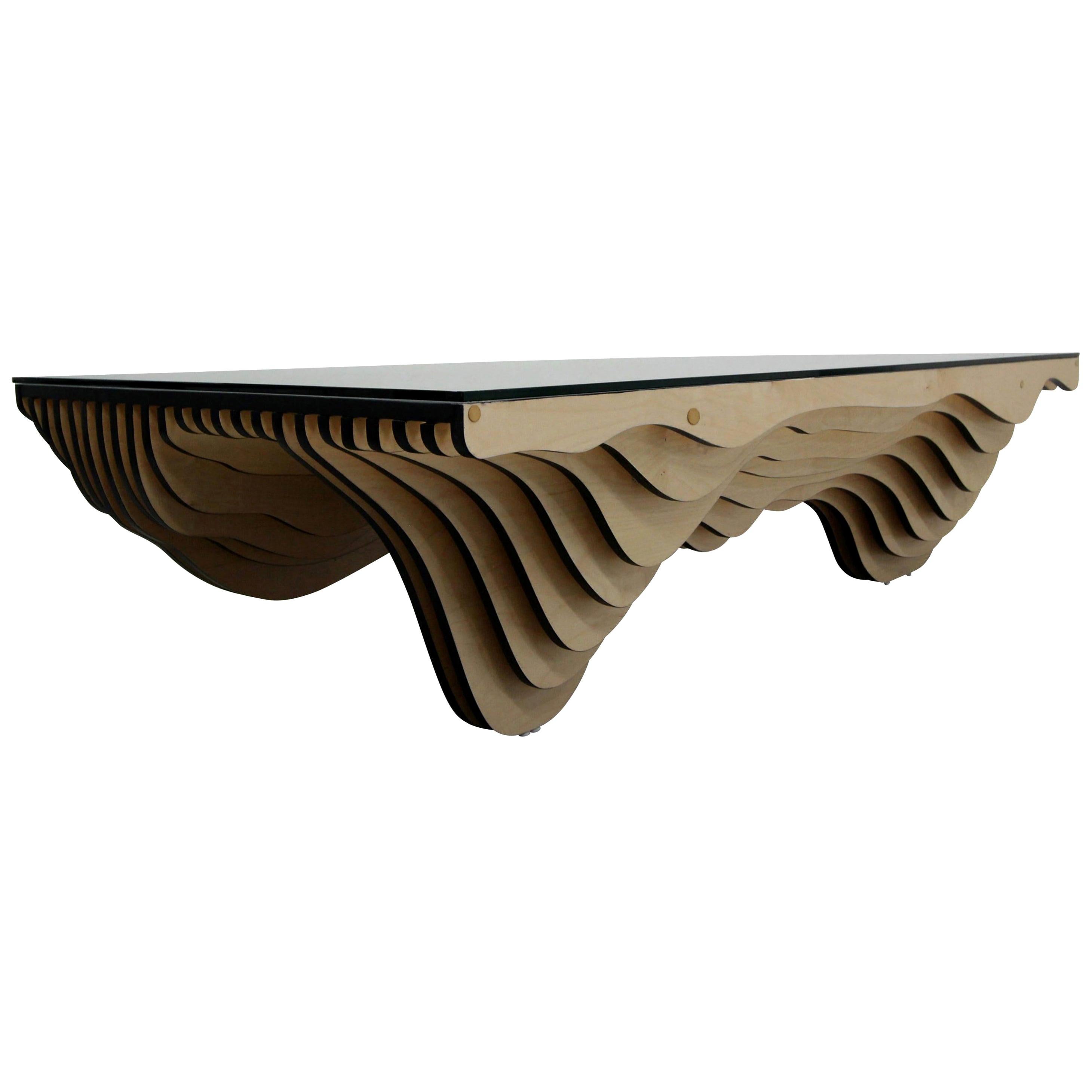 Modern Parametric Stacked Plywood Dune Wave Coffee Table For Sale at ...