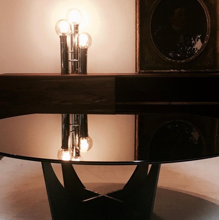 Modern Patinated Steel and Bronze Mirror Coffee Table For Sale at 1stDibs