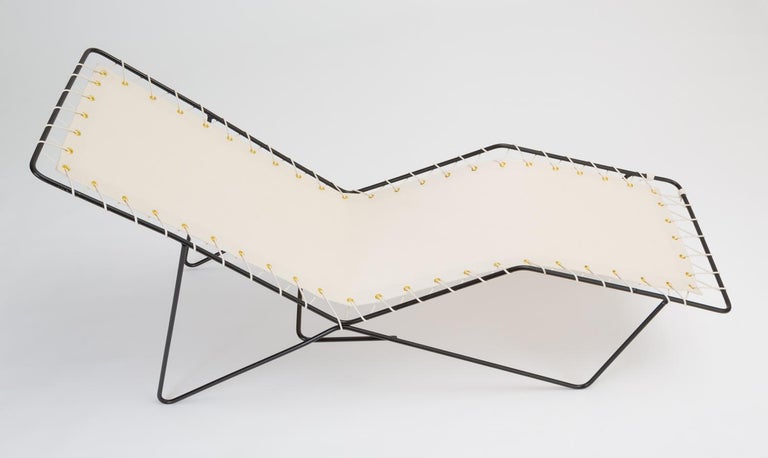 Modern Patio Chaise Longue with Canvas Cover and Wire Frame at 1stDibs