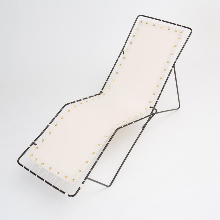 Modern Patio Chaise Longue with Canvas Cover and Wire Frame at 1stDibs