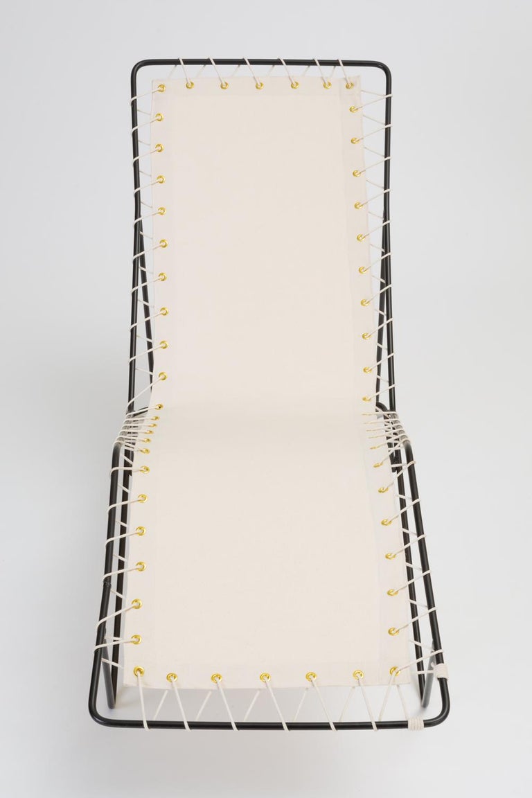 Modern Patio Chaise Longue with Canvas Cover and Wire Frame at 1stDibs