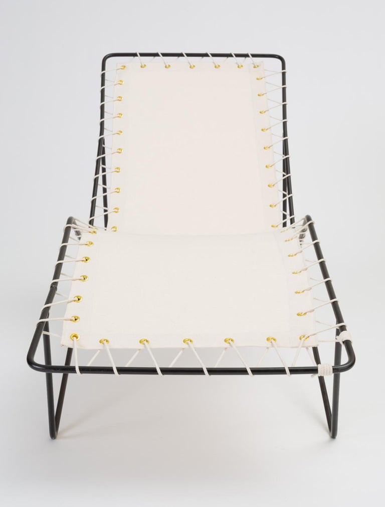Modern Patio Chaise Longue with Canvas Cover and Wire Frame at 1stDibs