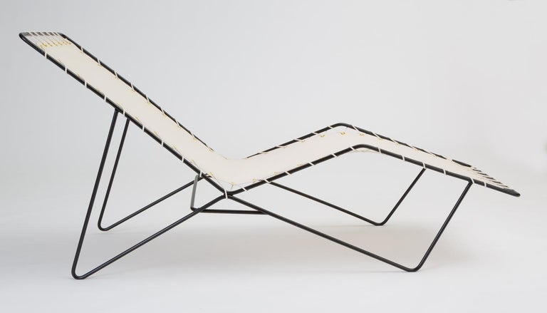 Modern Patio Chaise Longue with Canvas Cover and Wire Frame at 1stDibs