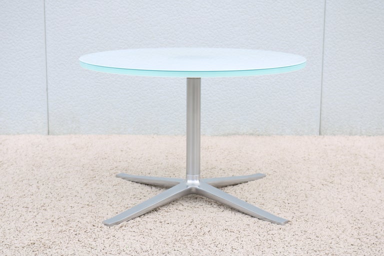 Modern Pearson Lloyd for Coalesse Bob Round Glass Top Occasional Coffee ...