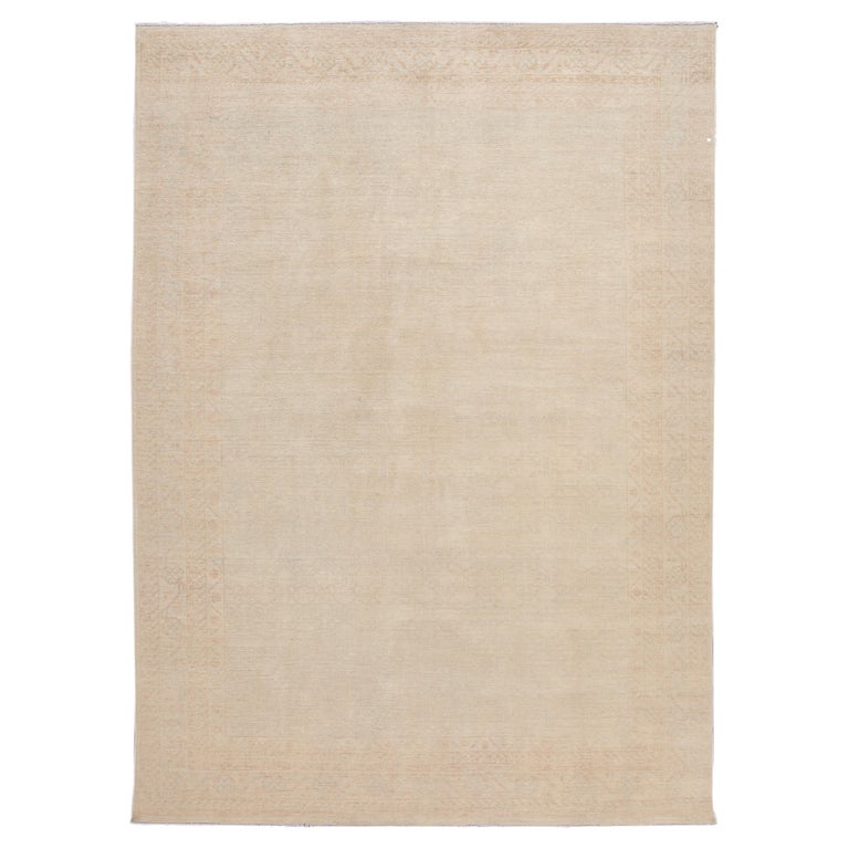 Modern Peshawar Pakistani Handmade Floral Beige Wool Rug For Sale at ...