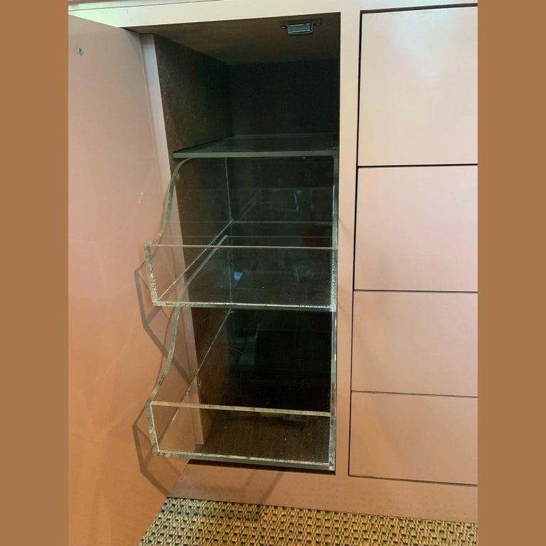 Modern Pink Laminate Slim Left-Hand Desk with Storage For Sale at 1stDibs