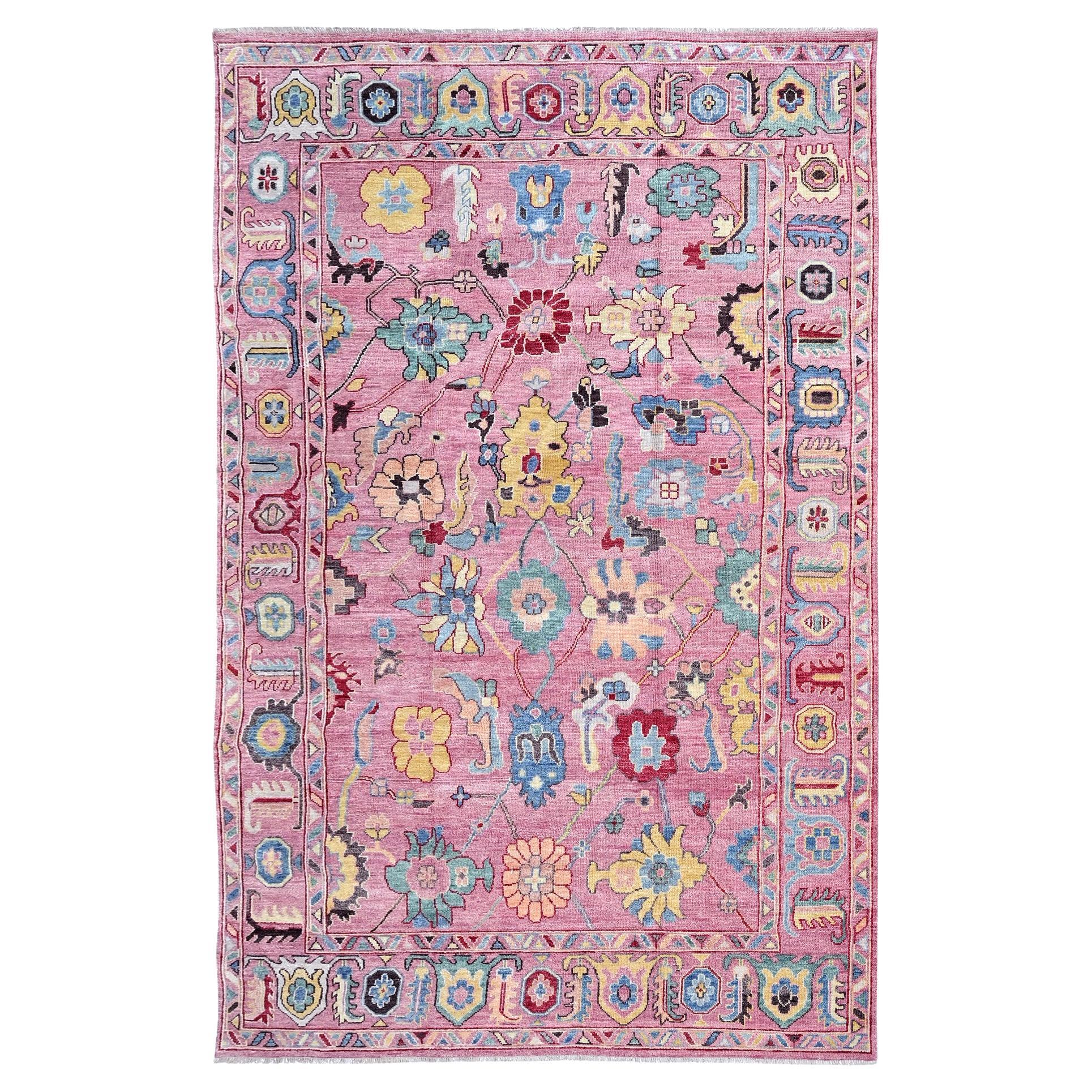 Modern Pink Oushak For Sale at 1stDibs