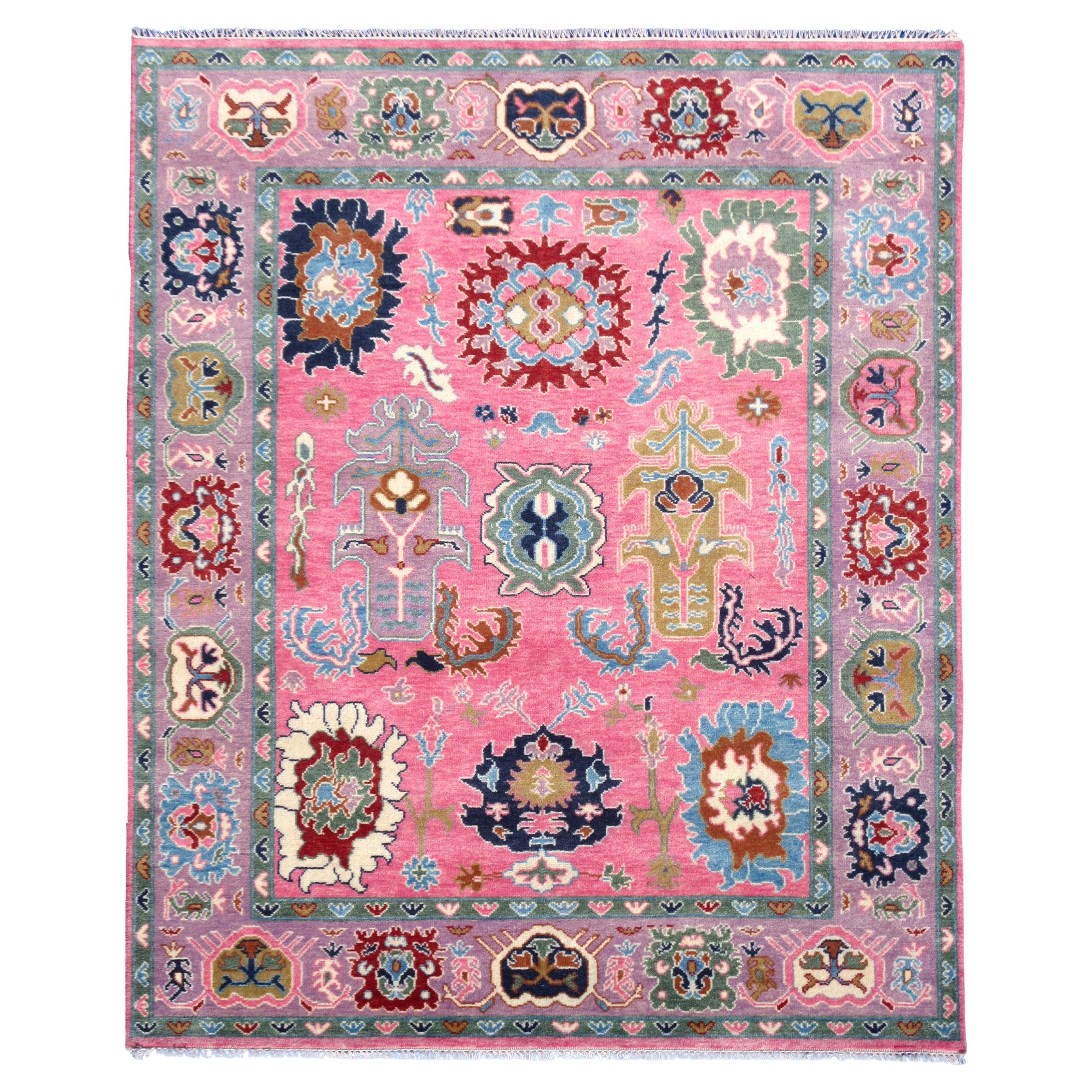 Modern Pink and Violet Oushak For Sale at 1stDibs