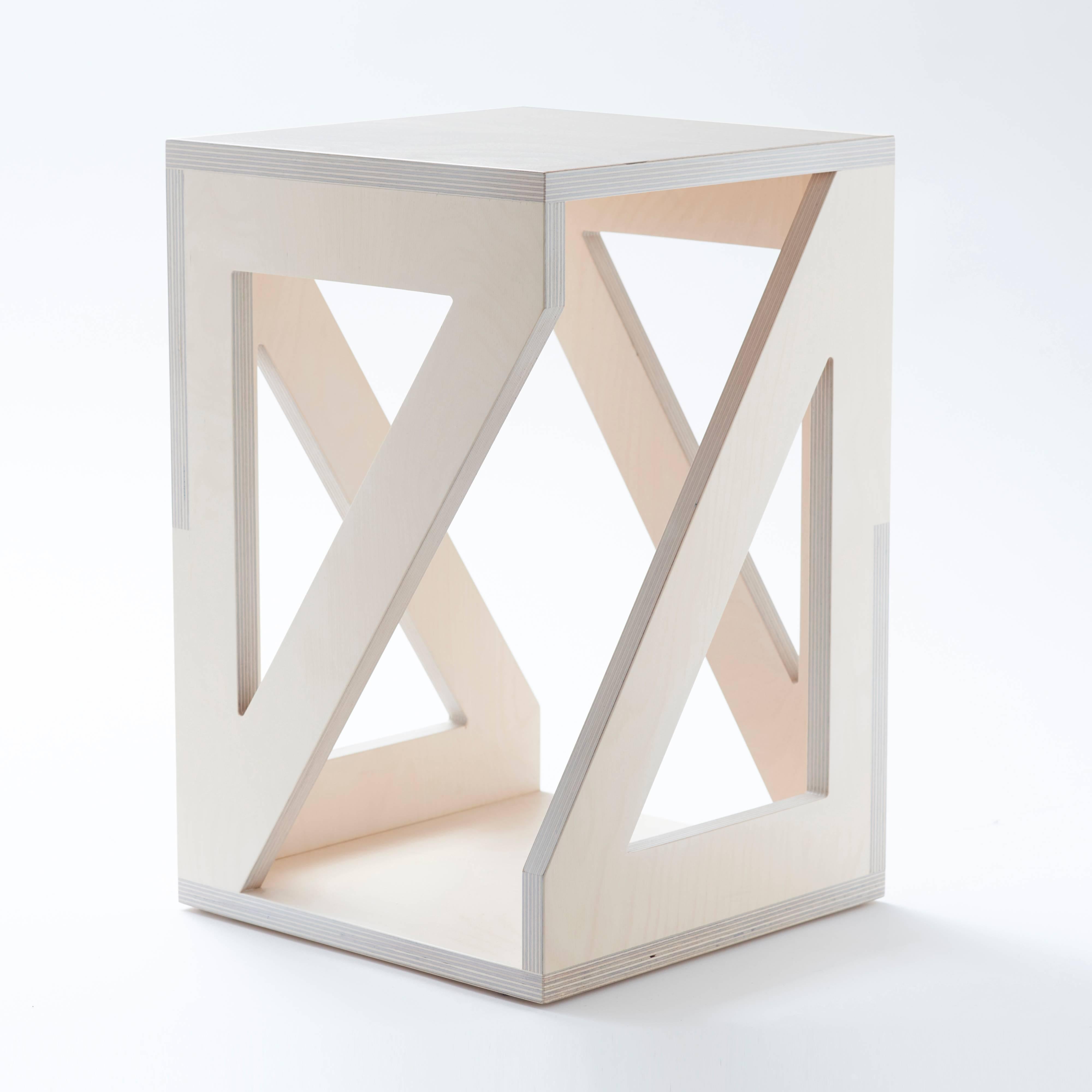 Modern "Pitagora" Handmade Stool in Birch Multi-Layered Wood For Sale ...