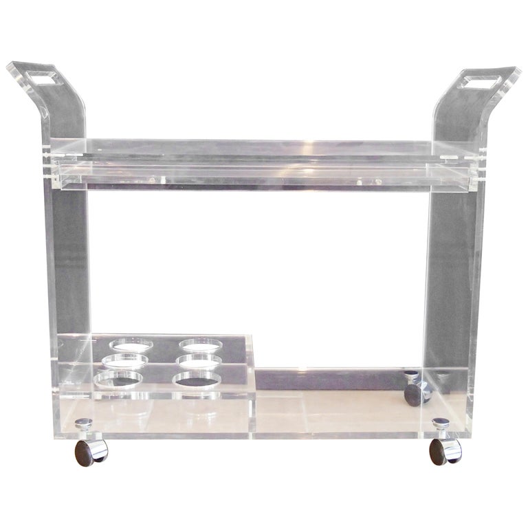 Modern Plexiglas Trolley with Drawer at 1stDibs