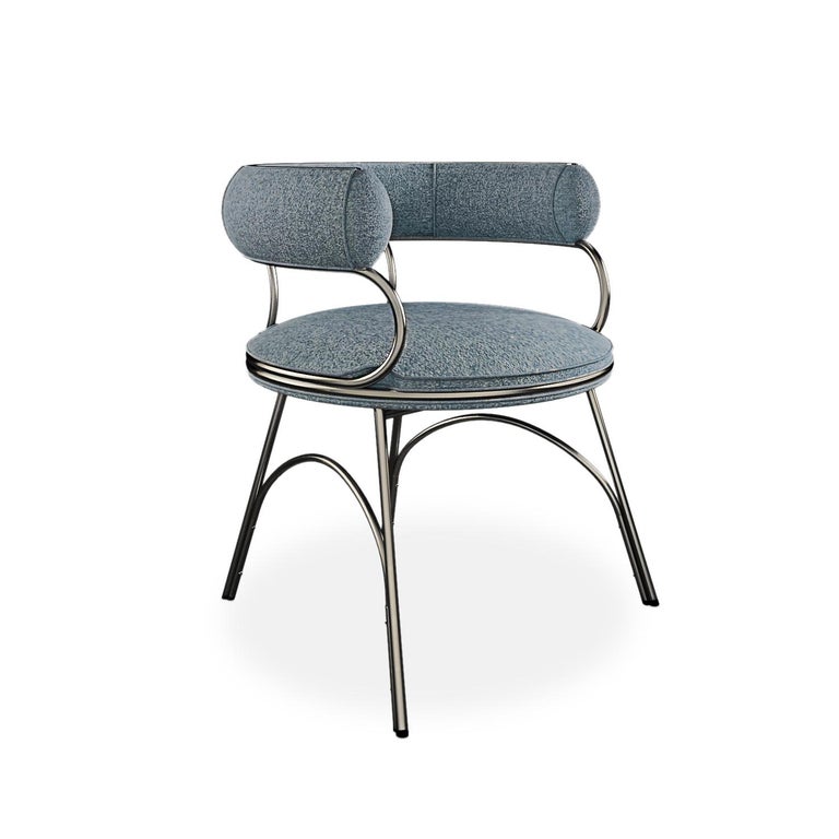 Modern Brass Austin Dining Chair Dobby Textile For Sale at 1stDibs