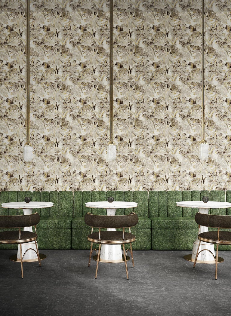 Modern Brass Austin Dining Chair Dobby Textile For Sale at 1stDibs