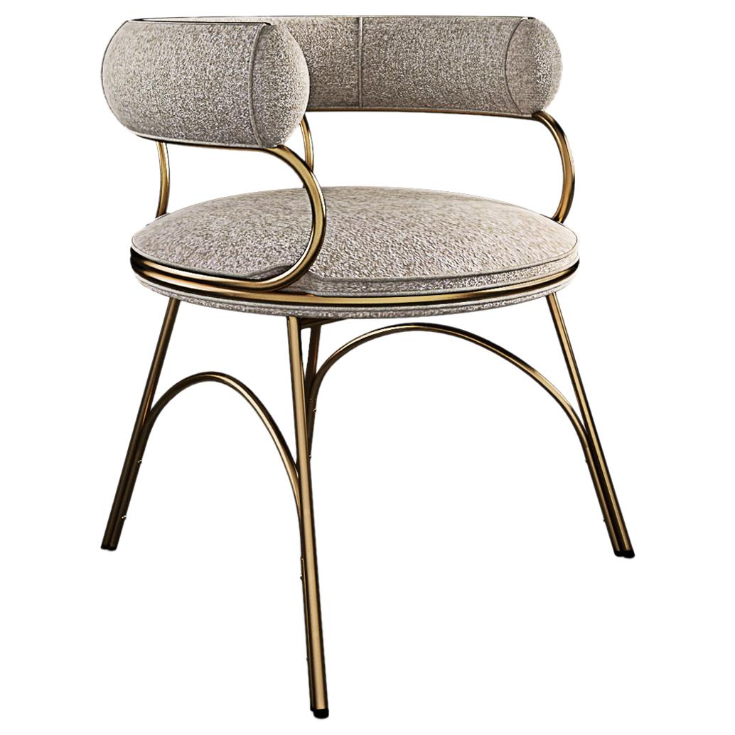 Modern Brass Austin Dining Chair Dobby Textile For Sale at 1stDibs