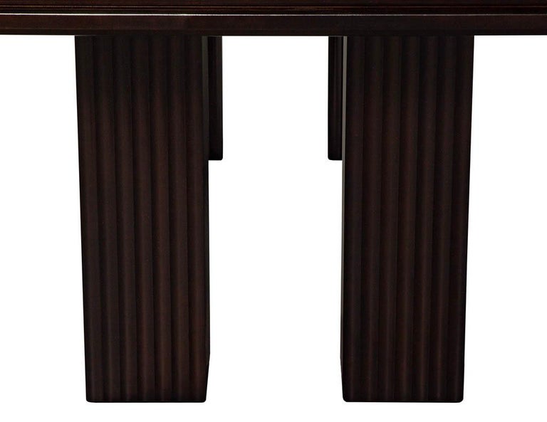 Modern Polished Mahogany Dining Table with Fluted Bases at 1stDibs ...