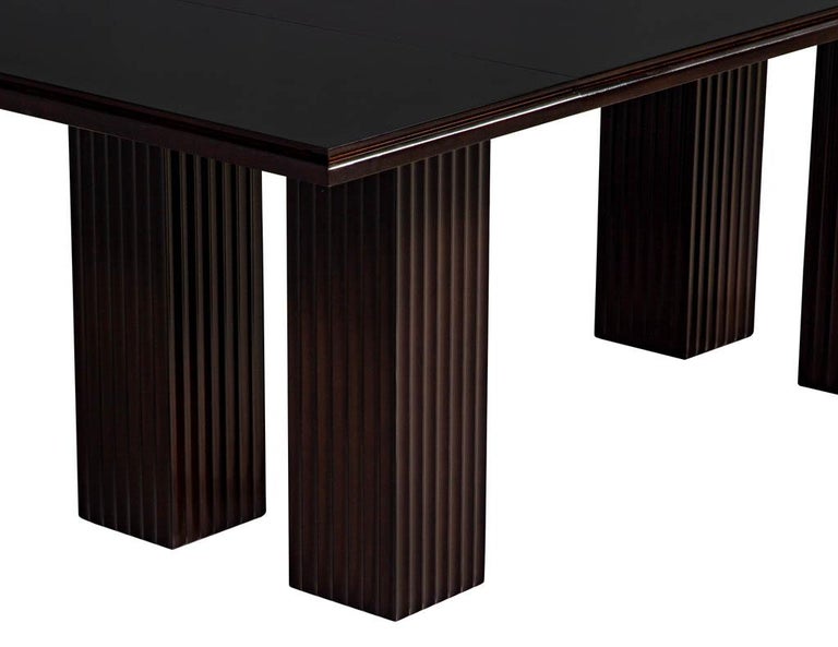 Modern Polished Mahogany Dining Table with Fluted Bases at 1stDibs | fluted dining table