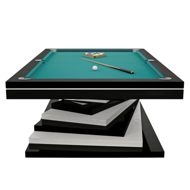 Modern Pool Tables White and Black Geometric Design Lacquer Solid Oak ...