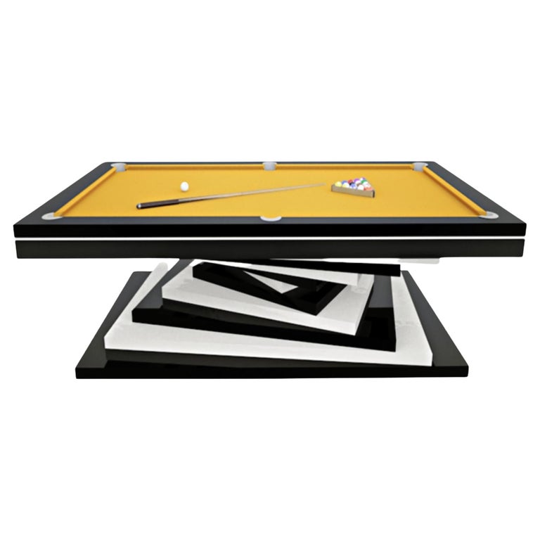 Modern Pool Tables White and Black Geometric Design Lacquer Solid Oak ...