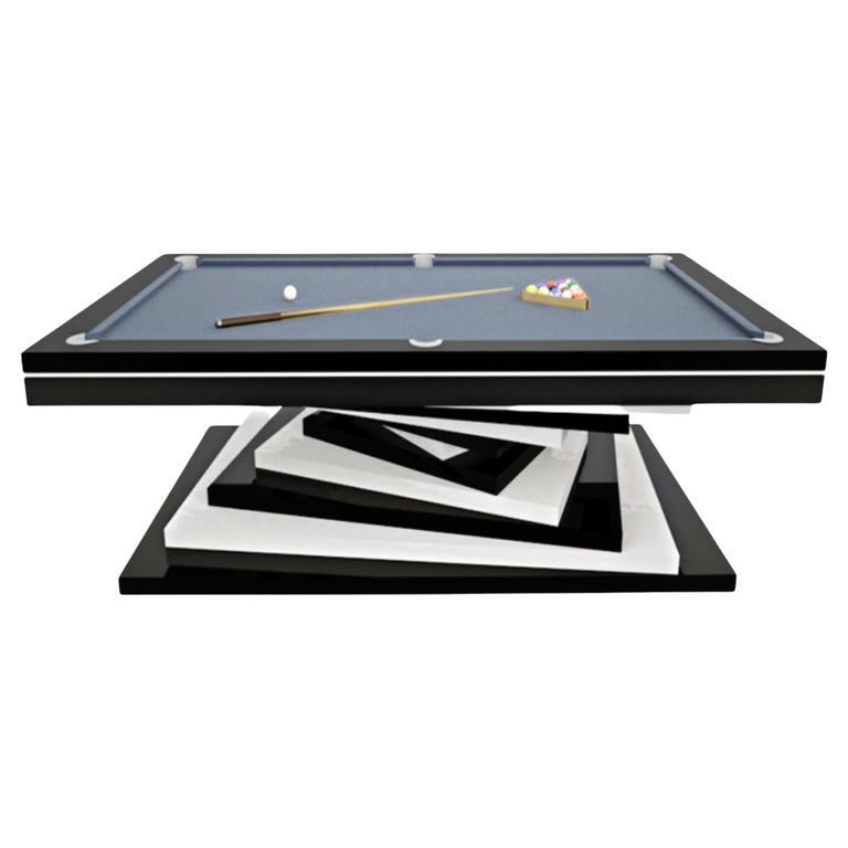 Modern Pool Tables White and Black Geometric Design Lacquer Solid Oak ...