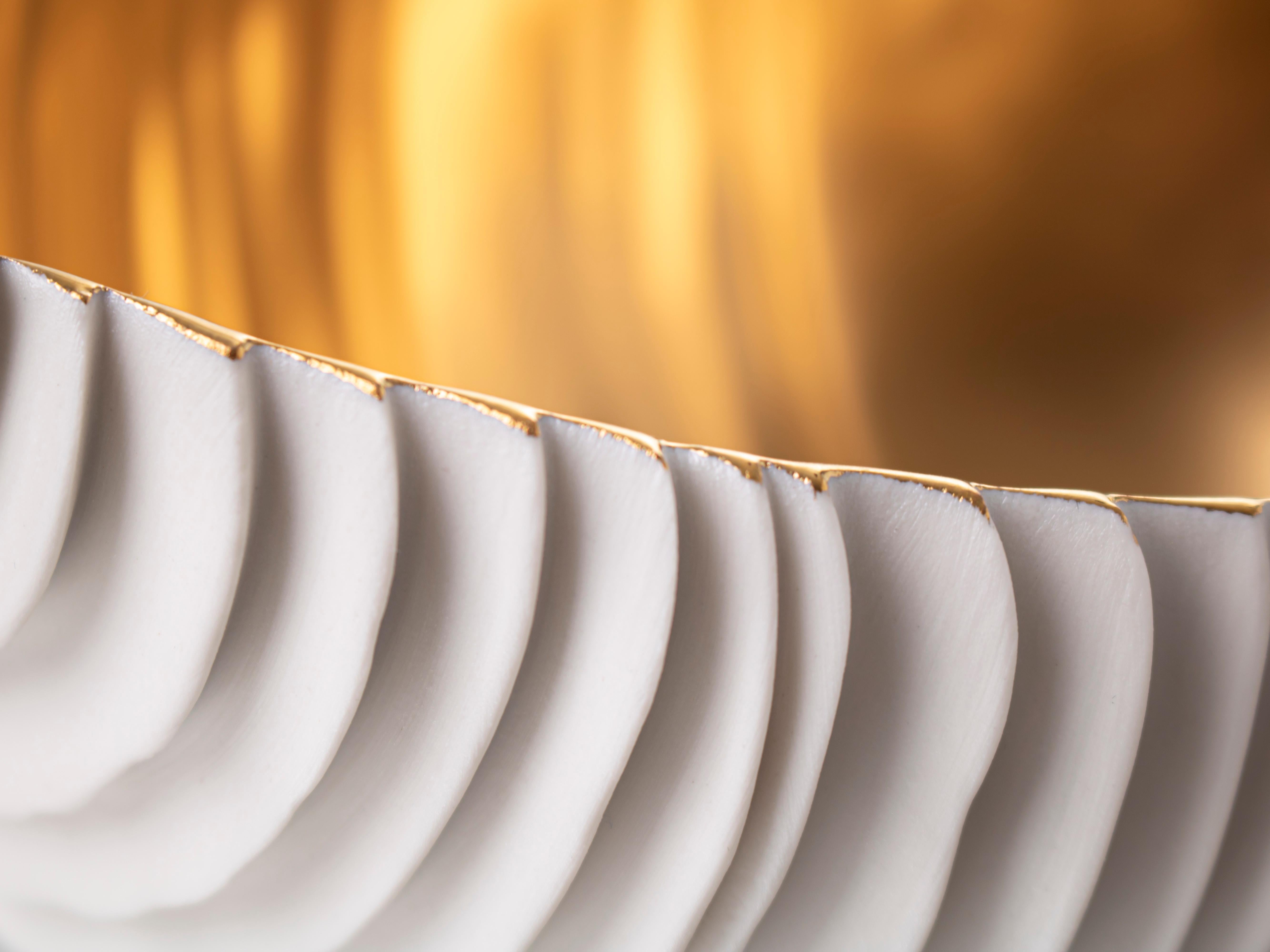 Modern Porcelain Bowl Gold Sea Shell Hand-painted White Ceramic Italy ...