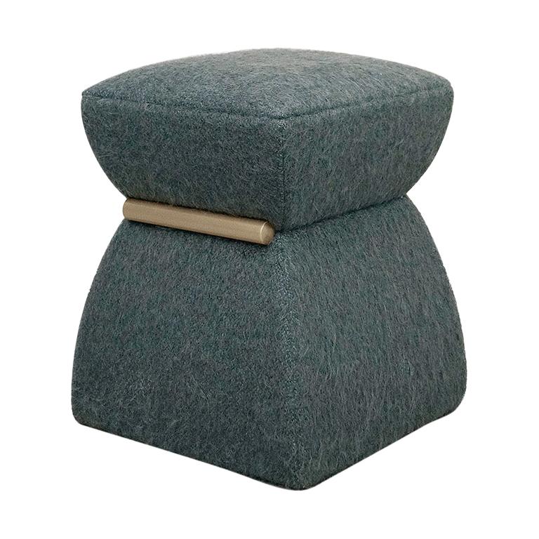 Modern Pouf 'Cusi' in Green Mohair at 1stDibs