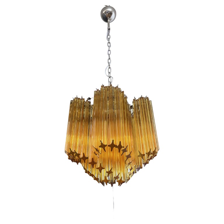 Modern Quadriedri Glass Chandelier, 60 Amber Prism Quadriedri For Sale ...