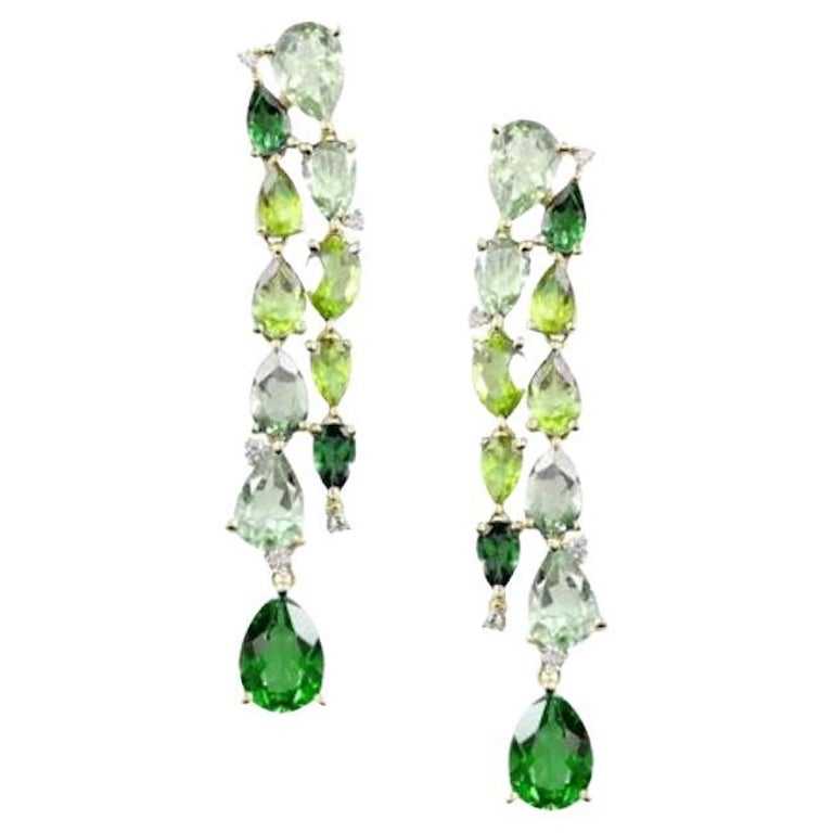 Modern Quartz Diamond Topaz Chrysolite White 14k Gold Earrings for Her ...