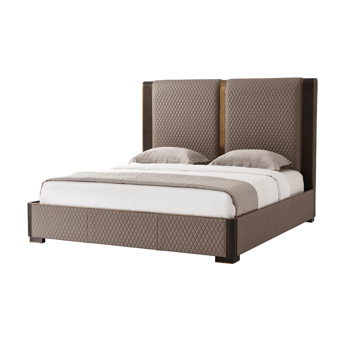 Modern Quilted Leather King Bed at 1stDibs