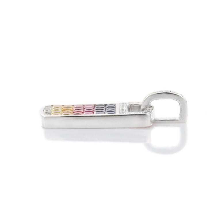 Rainbow 2.53 Ct Multi Sapphire Ruby and Diamond Pendant in 18K White ...