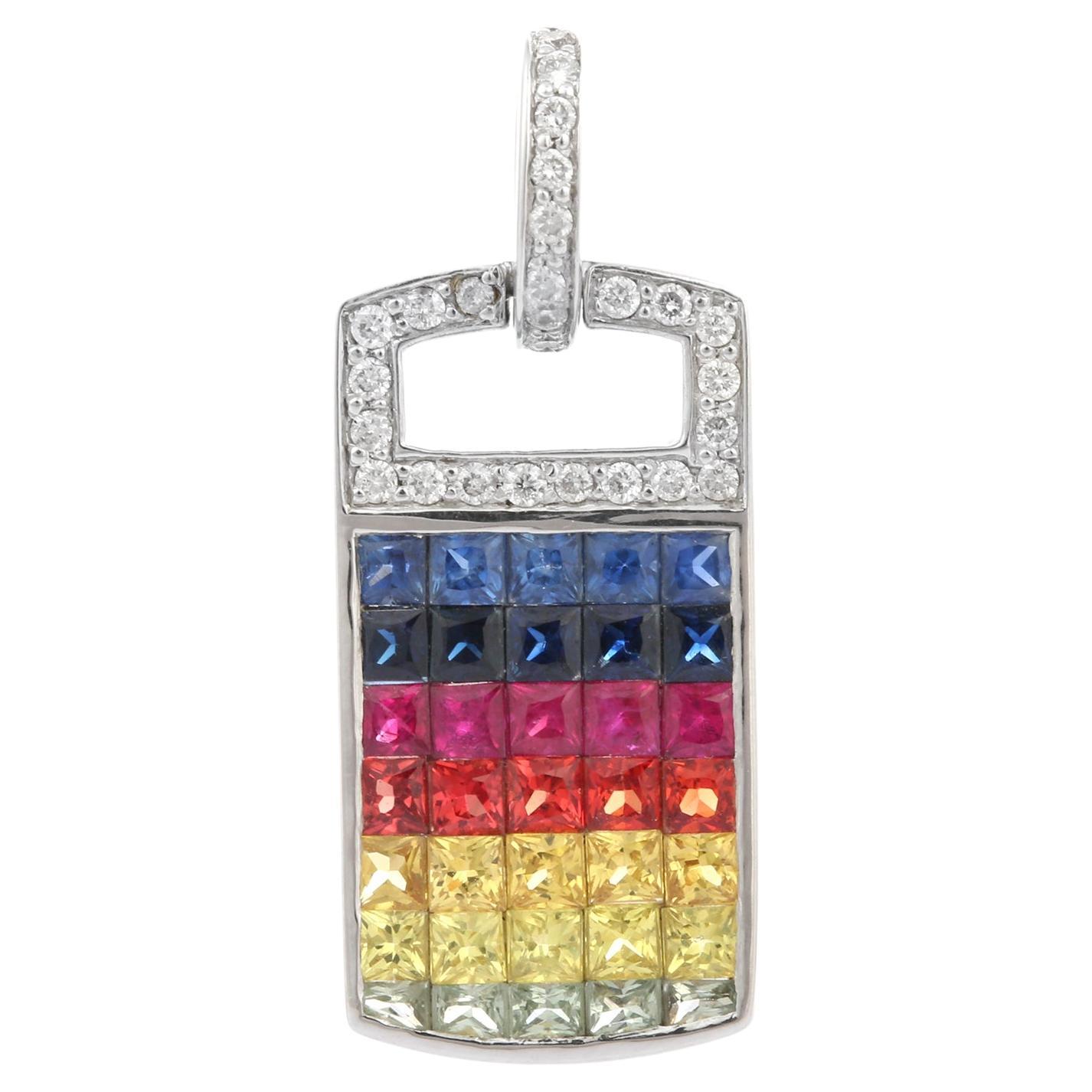 Brilliant Round 1.34 ct Ruby Flower Pendant Necklace Studded in 18K ...