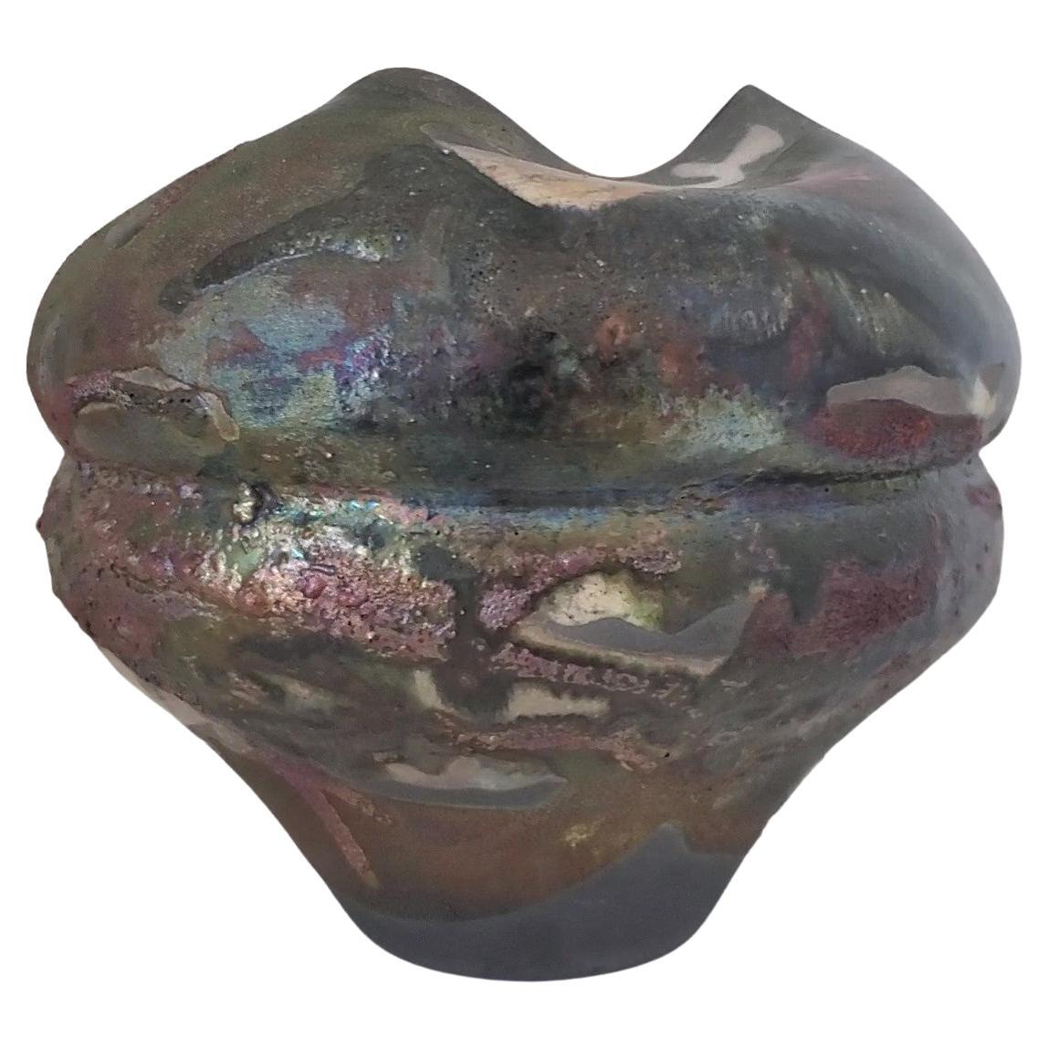 Modern Raku Double Lobe Vase With Unique Shape And Glaze Signed Shu ...