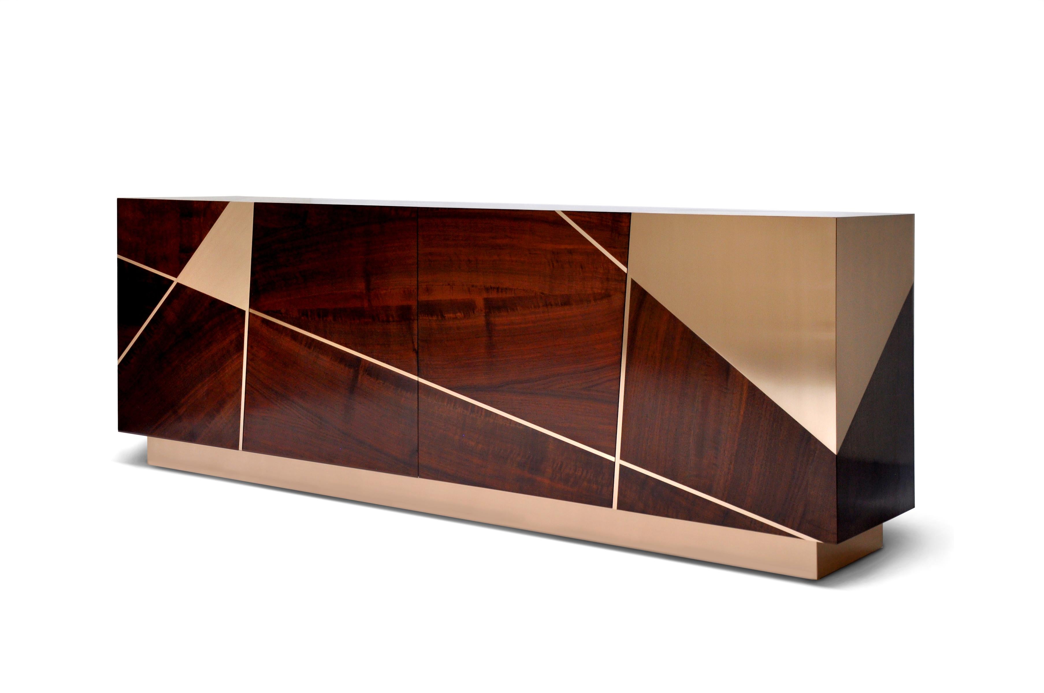 Modern Ray Cabinet in Claro Walnut and Bronze By Newell Design Studio ...