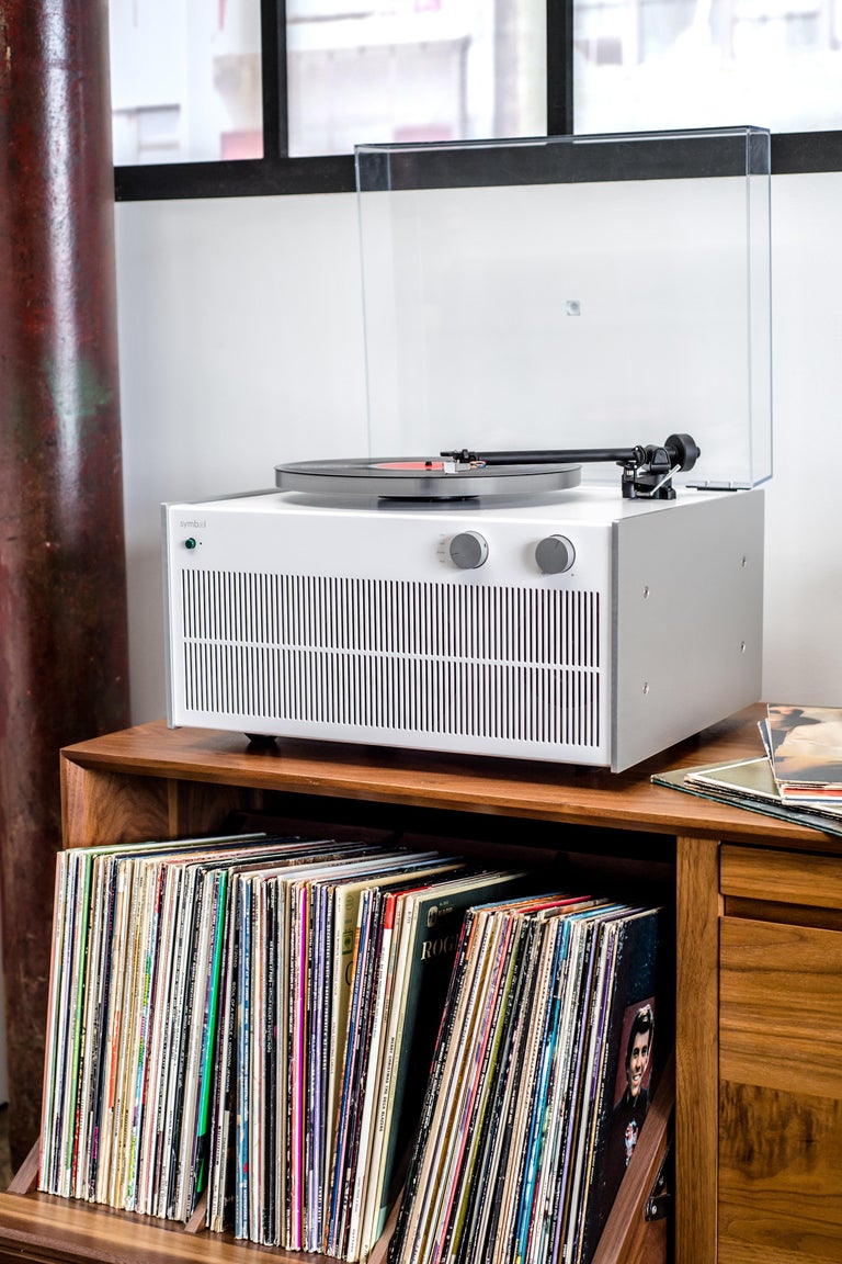Modern Record Player White Anodized Aluminum Tabletop Setup with Sonos ...