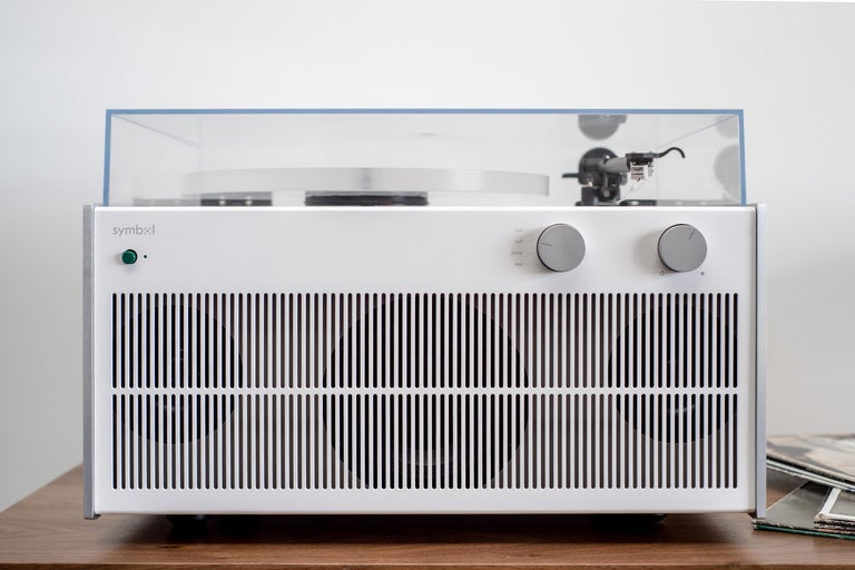 Modern Record Player White Anodized Aluminum Tabletop Setup with Sonos ...