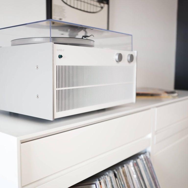 Modern Record Player White Anodized Aluminum Tabletop Setup with Sonos ...