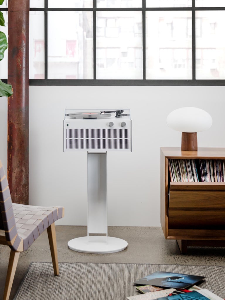 Modern Record Player White Anodized Aluminum Tabletop Setup with Sonos ...
