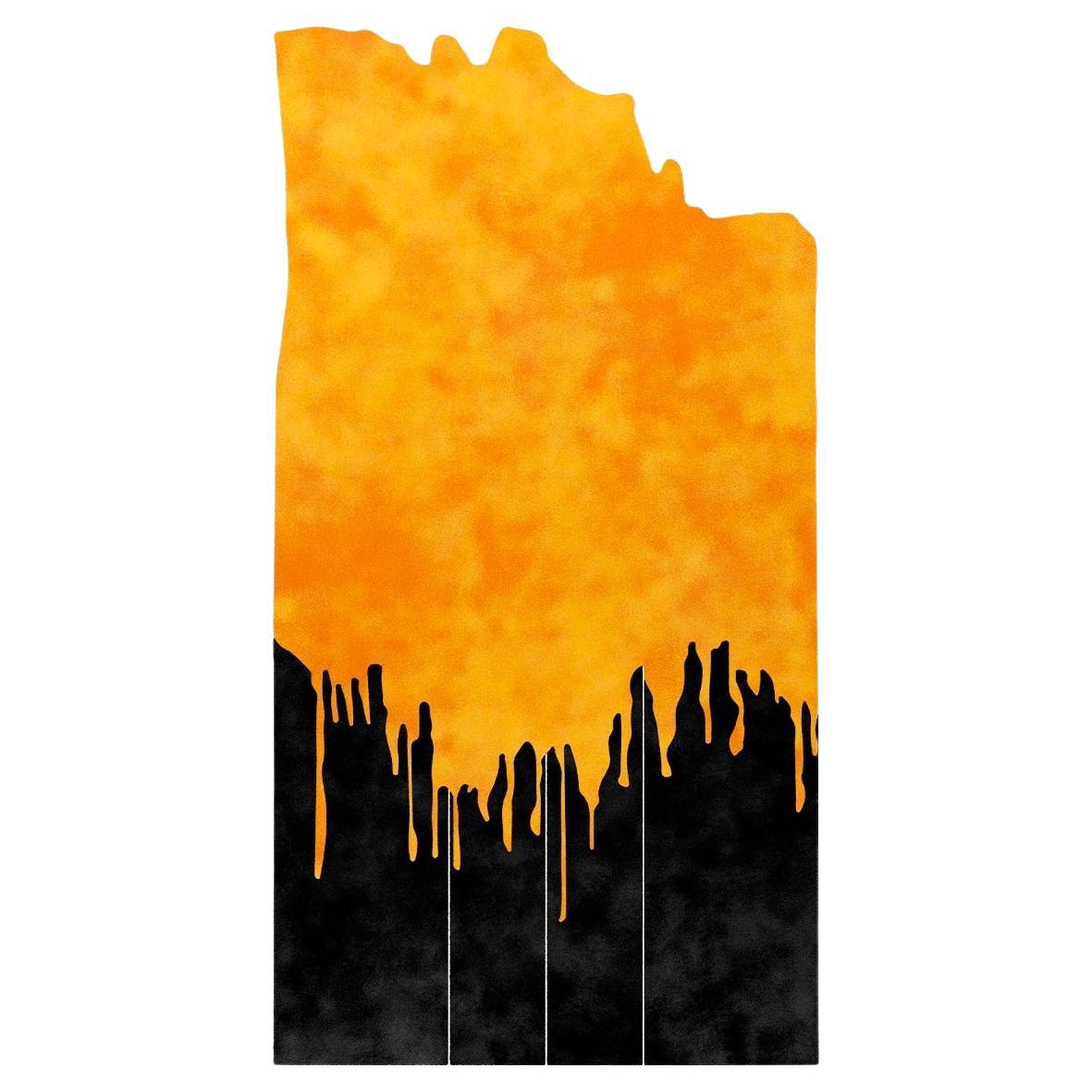 Modern Rectangular Shape Abstract Pattern Hand-Tufted Rug Yellow Black ...