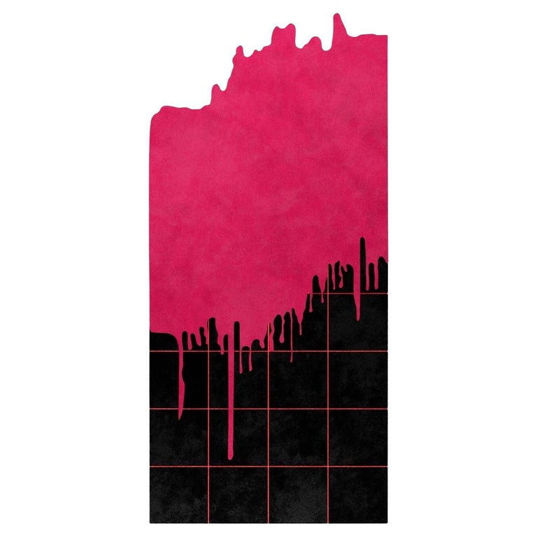 Modern Rectangular Abstract Shape Hand-Tufted Rug Pink and Black For ...