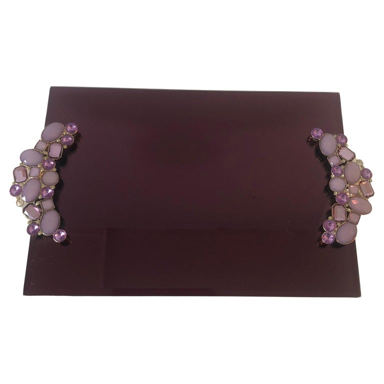 Modern Rectangular Amethyst Color Glass Vanity Tray at 1stDibs