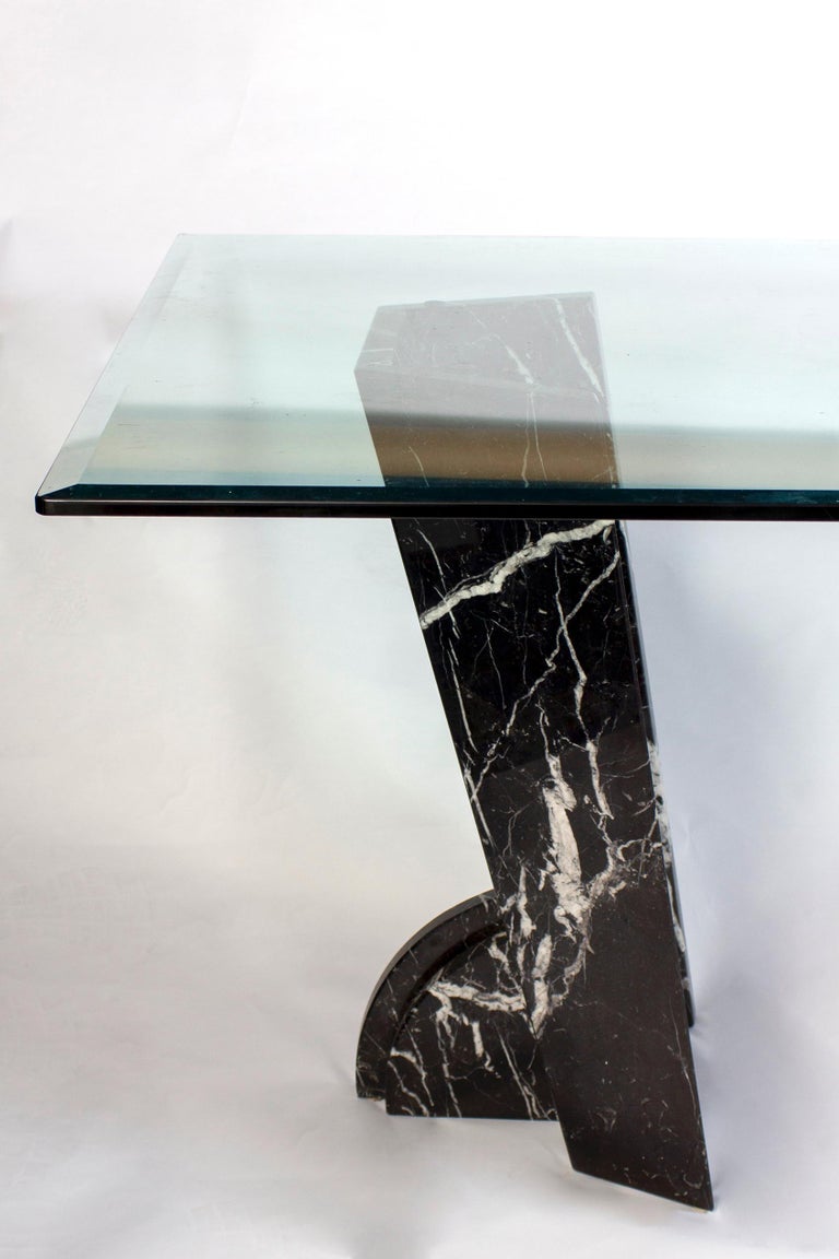 Modern Rectangular Glass Dining Table with Marble Base 1970' For Sale ...