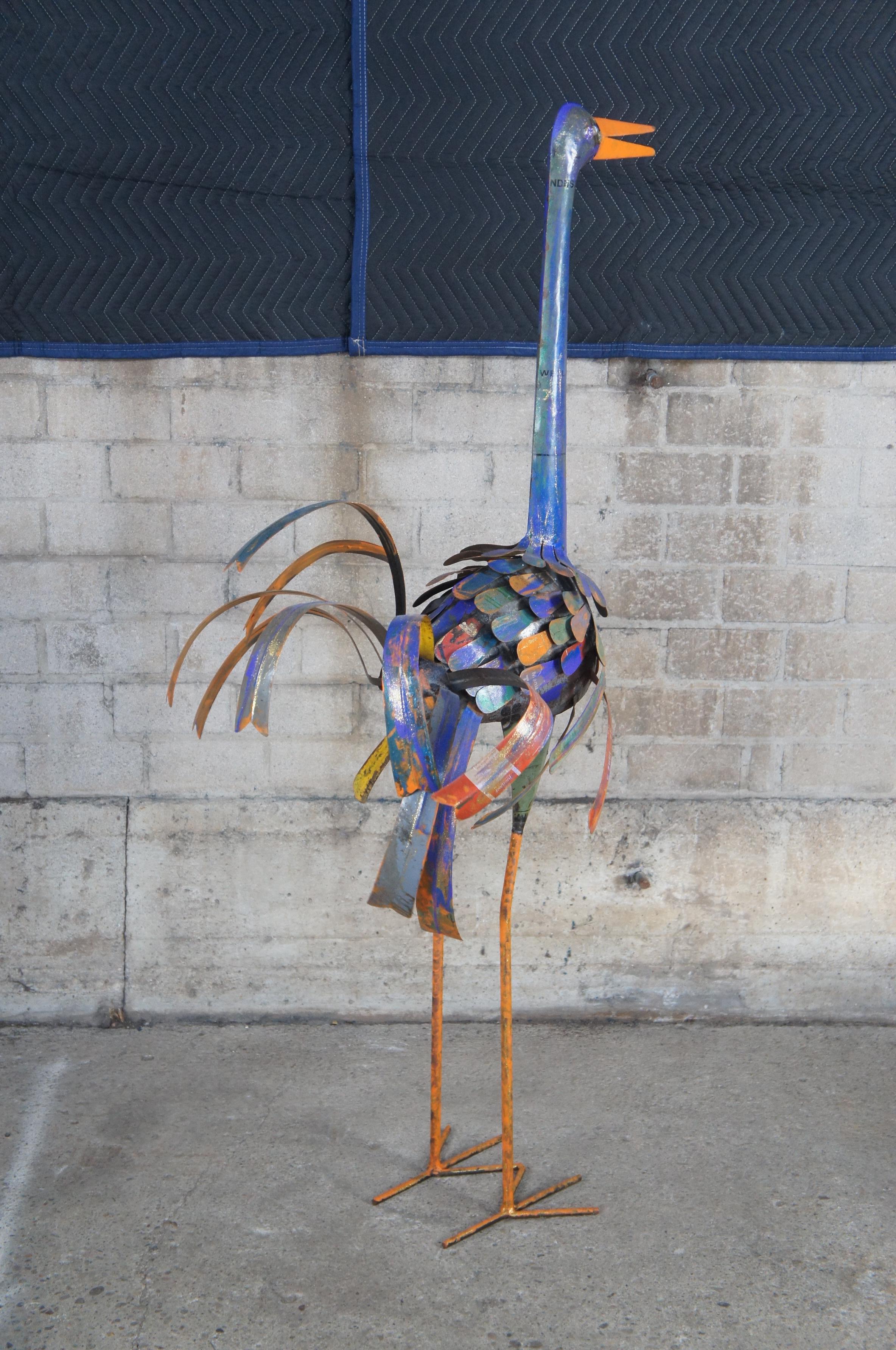 Modern Recycled Sculptural Tin Iron Life Size Crane Art Sculpture ...
