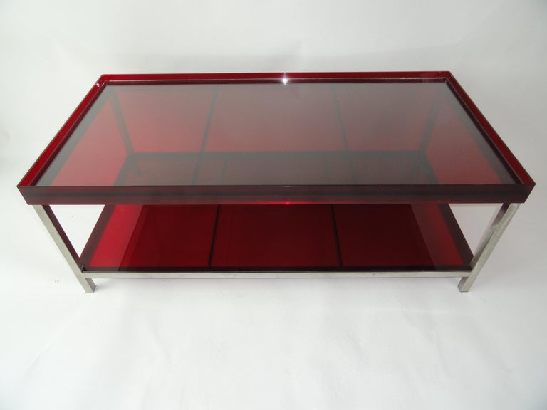 Modern Red Acrylic Coffee Table For Sale at 1stDibs