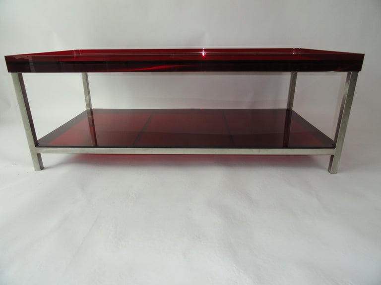 Modern Red Acrylic Coffee Table For Sale at 1stDibs