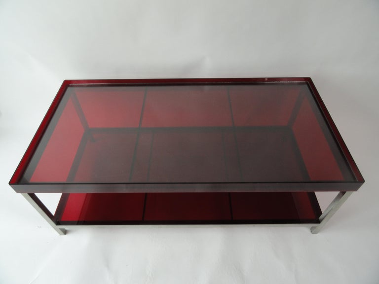 Modern Red Acrylic Coffee Table For Sale at 1stDibs