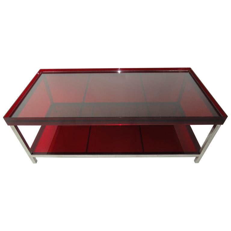 Modern Red Acrylic Coffee Table For Sale at 1stDibs