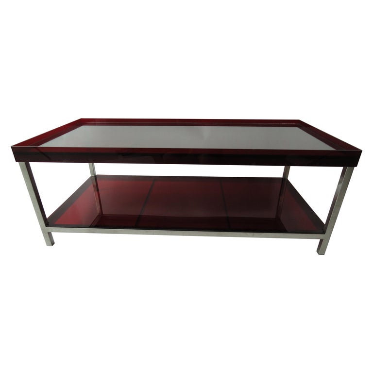 Modern Red Acrylic Coffee Table For Sale at 1stDibs