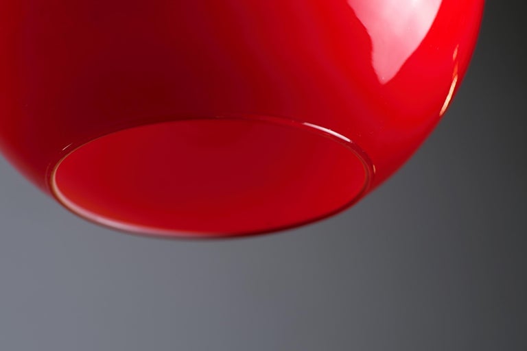 Modern Red Glass Single Socket Pendant Sphere Light For Sale at 1stDibs