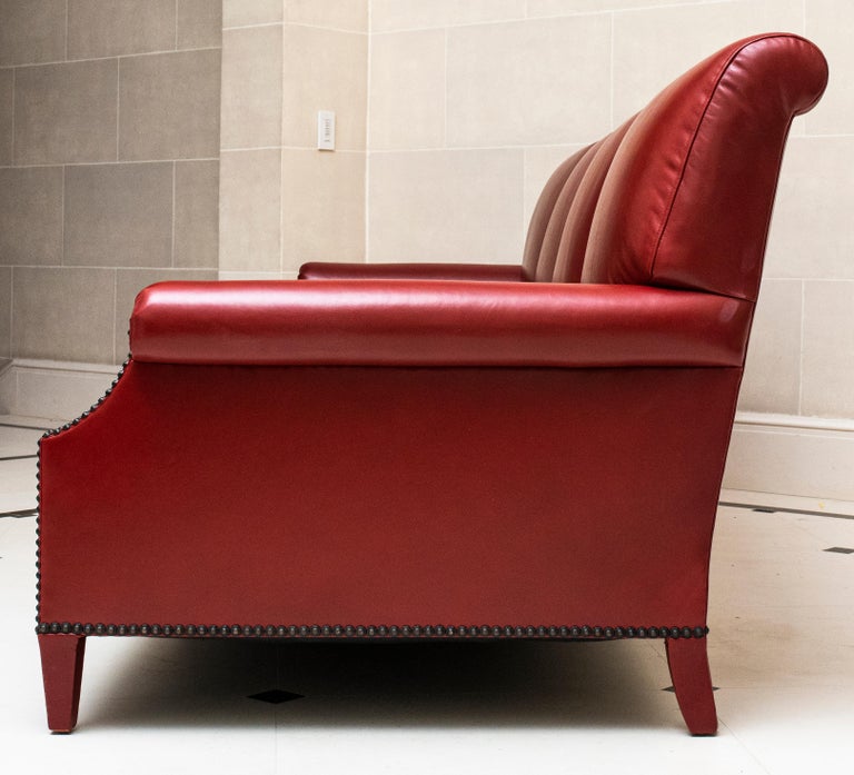 Modern Red Leather Custom Sofa at 1stDibs | red leather sofa modern ...