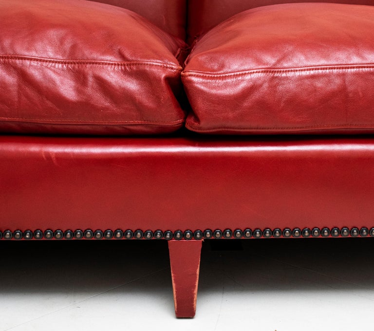Modern Red Leather Custom Sofa at 1stDibs | red leather sofa modern ...